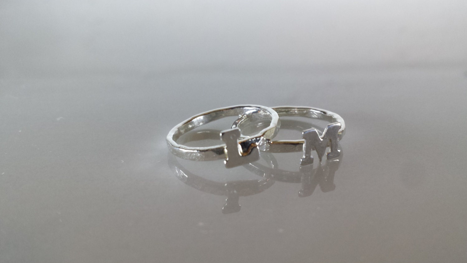 Sterling Silver Initial Ring ONE Custom Letter Stacking Ring - Etsy