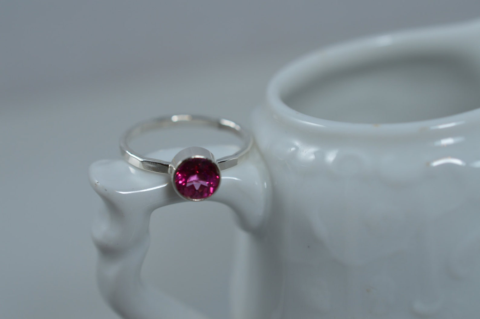 Sterling Silver Gemstone Ring 6mm Hot Pink Blush Topaz Ring | Etsy