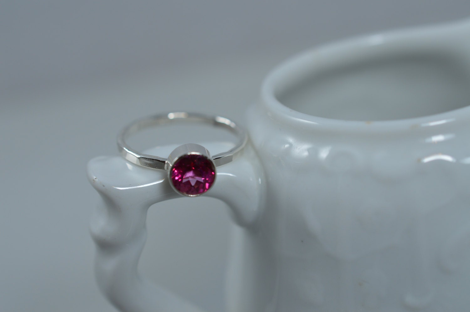 Sterling Silver Gemstone Ring 6mm Hot Pink Blush Topaz Ring | Etsy