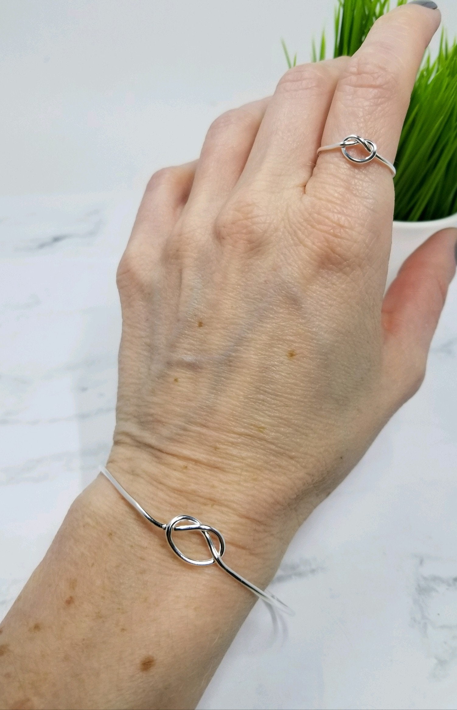Sterling Silver Love Knot Bangle Bracelet - Etsy