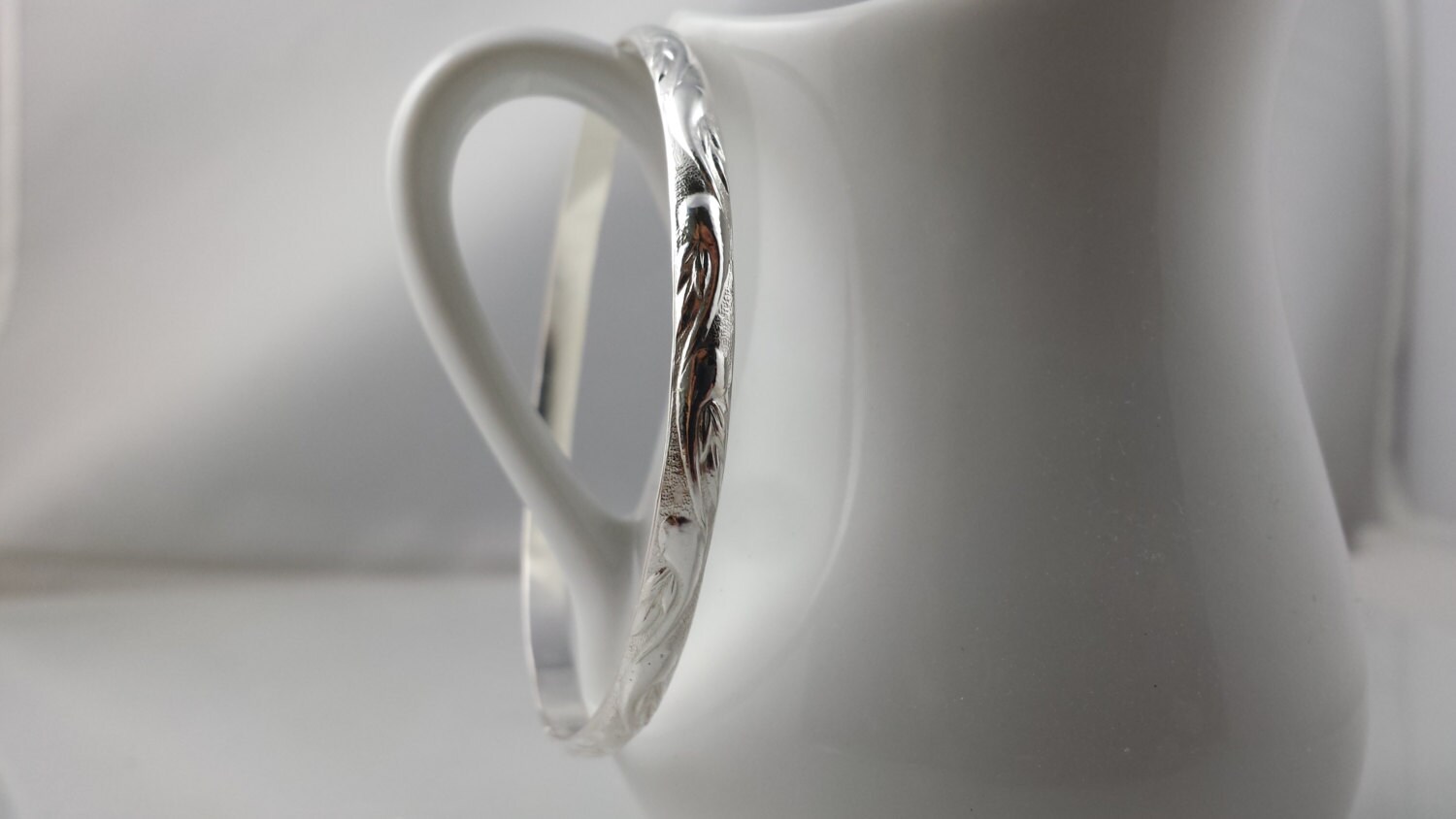 Sterling Silver Swirl Pattern Bangle Bracelet | Etsy