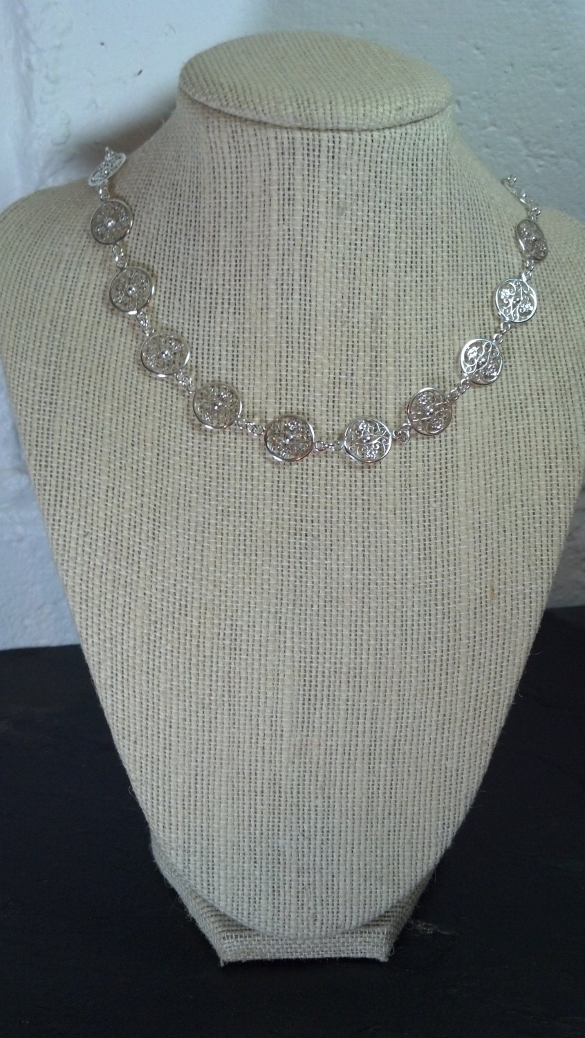 Sterling Silver Filigree Necklace - Etsy