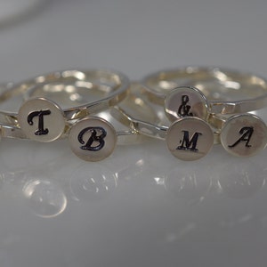 Sterling Silver Stamped Initial Ring - ONE Custom Letter Stacking Ring ...