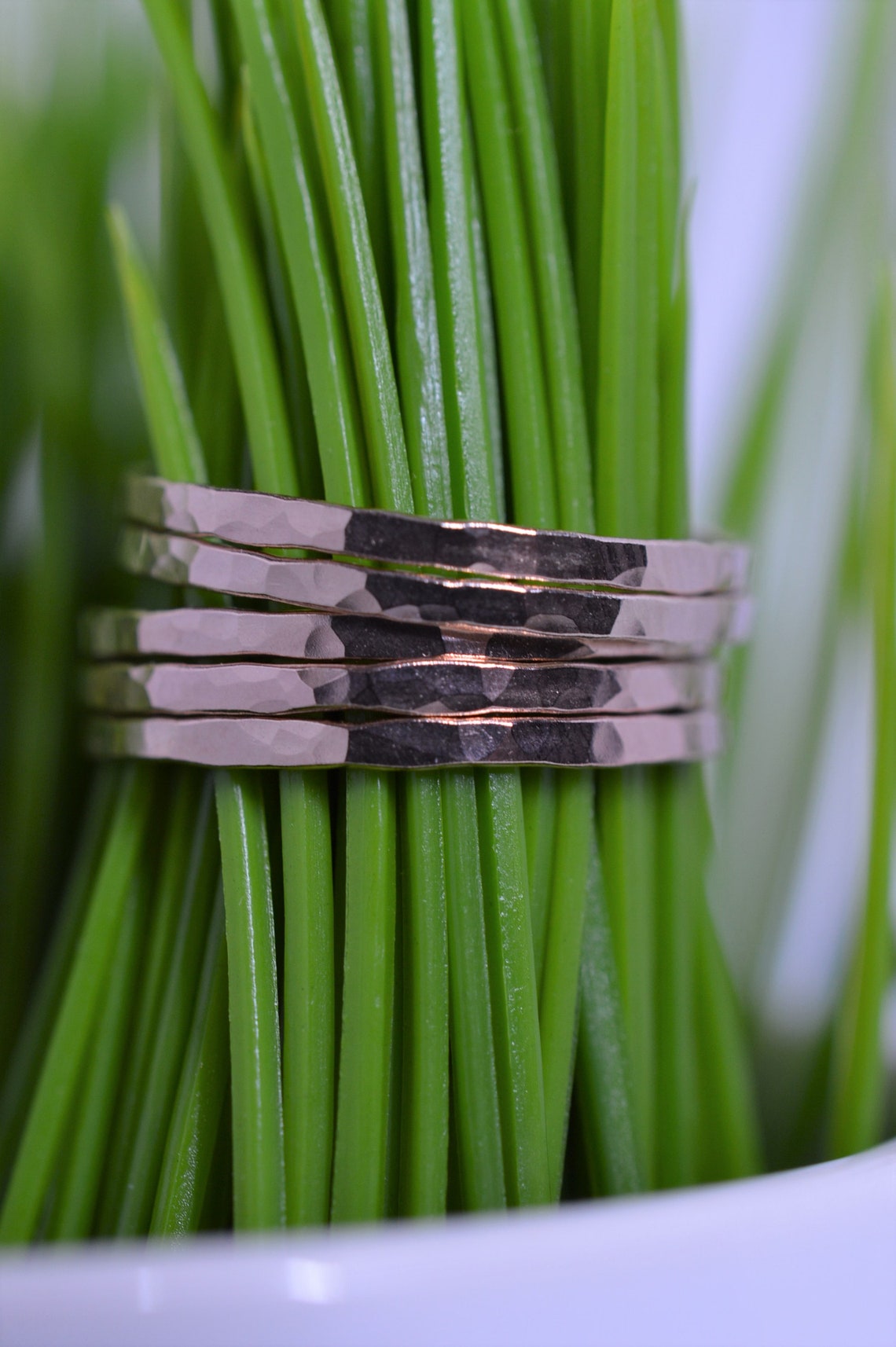 Rose Gold Ultra Thin Hammered Stacking Ring Rose Gold Filled | Etsy