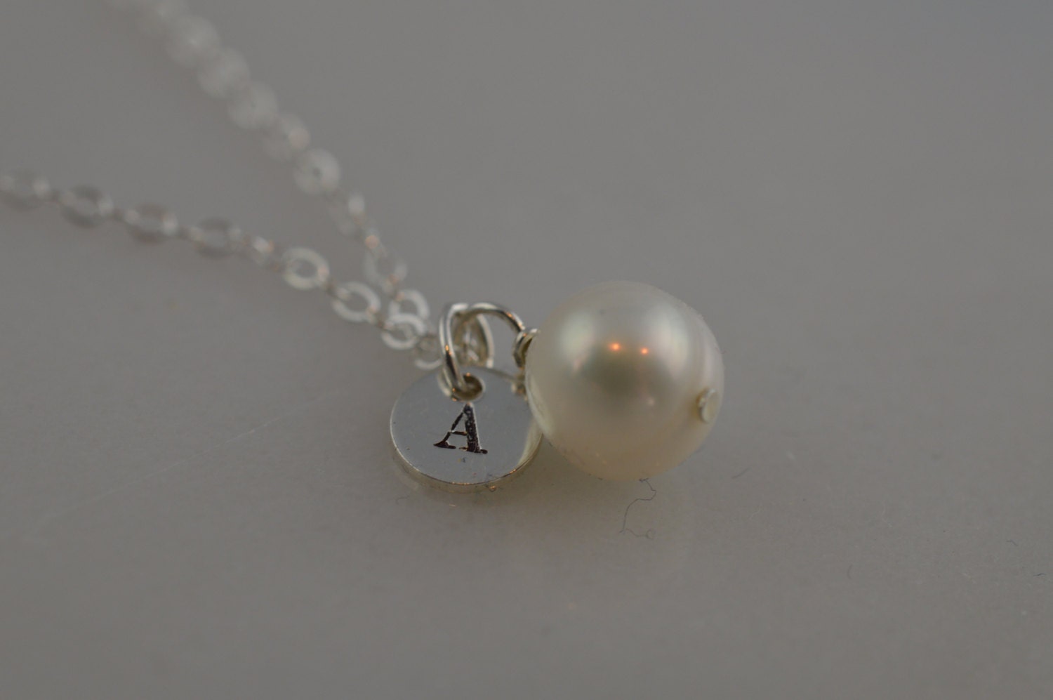 Custom Sterling Silver Pearl Initial Necklace Freshwater - Etsy