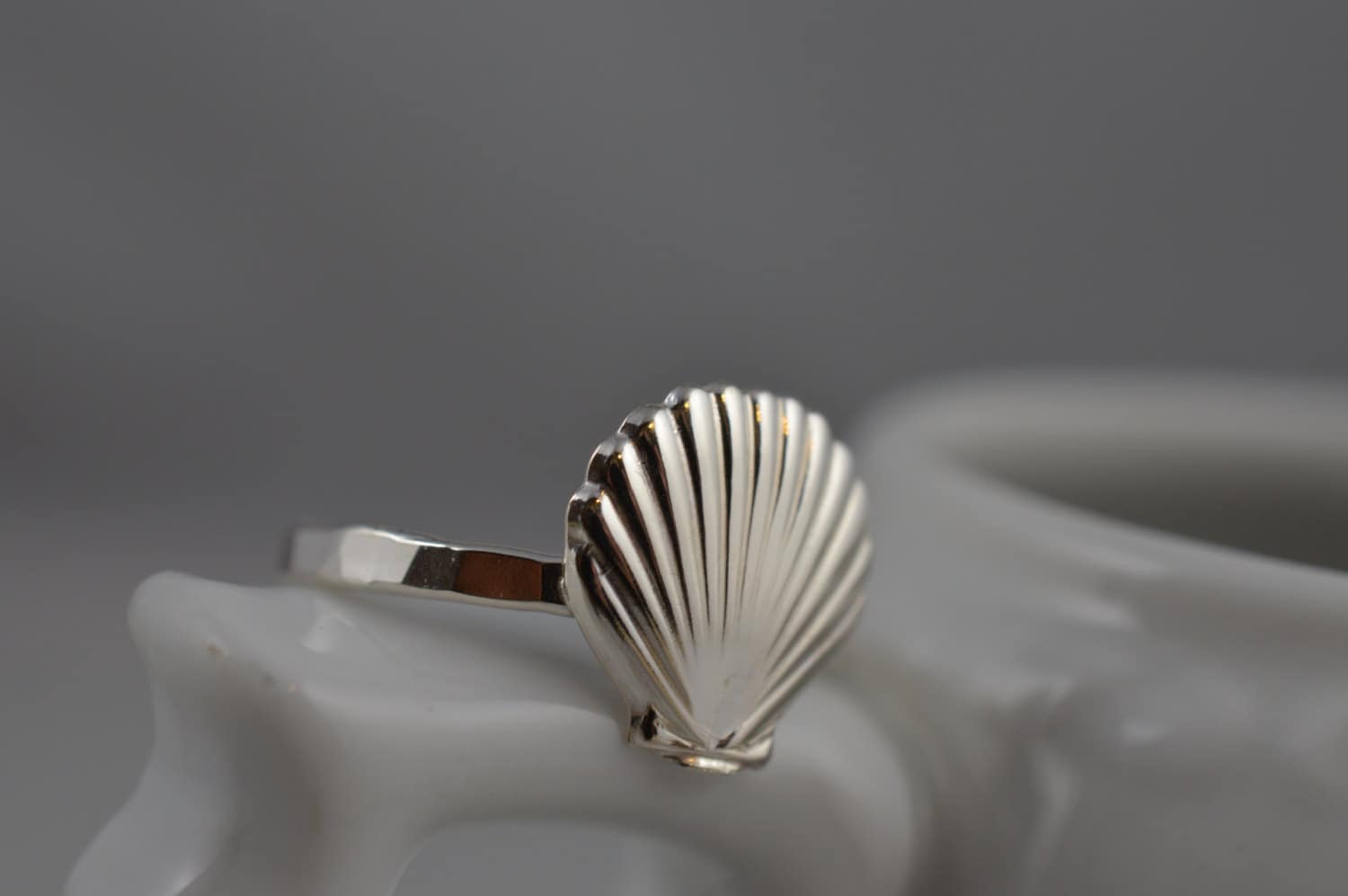 Sterling Silver Seashell Ring - Etsy