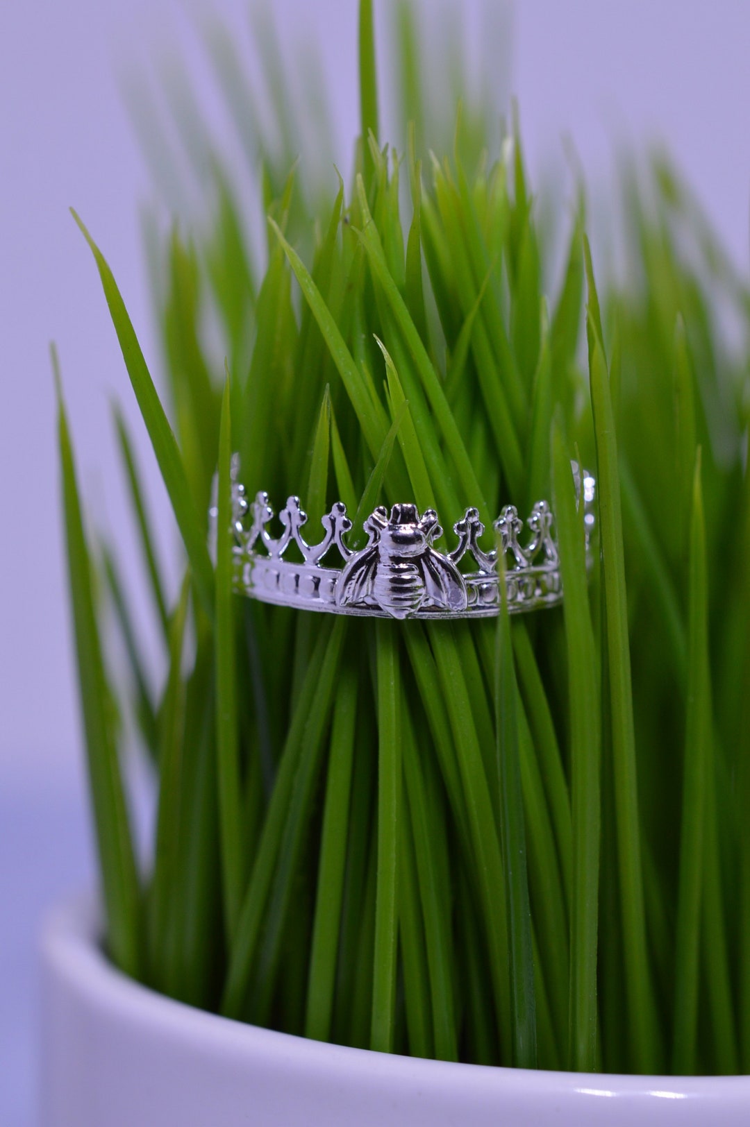 Sterling Silver Queen Bee Crown Ring - Etsy