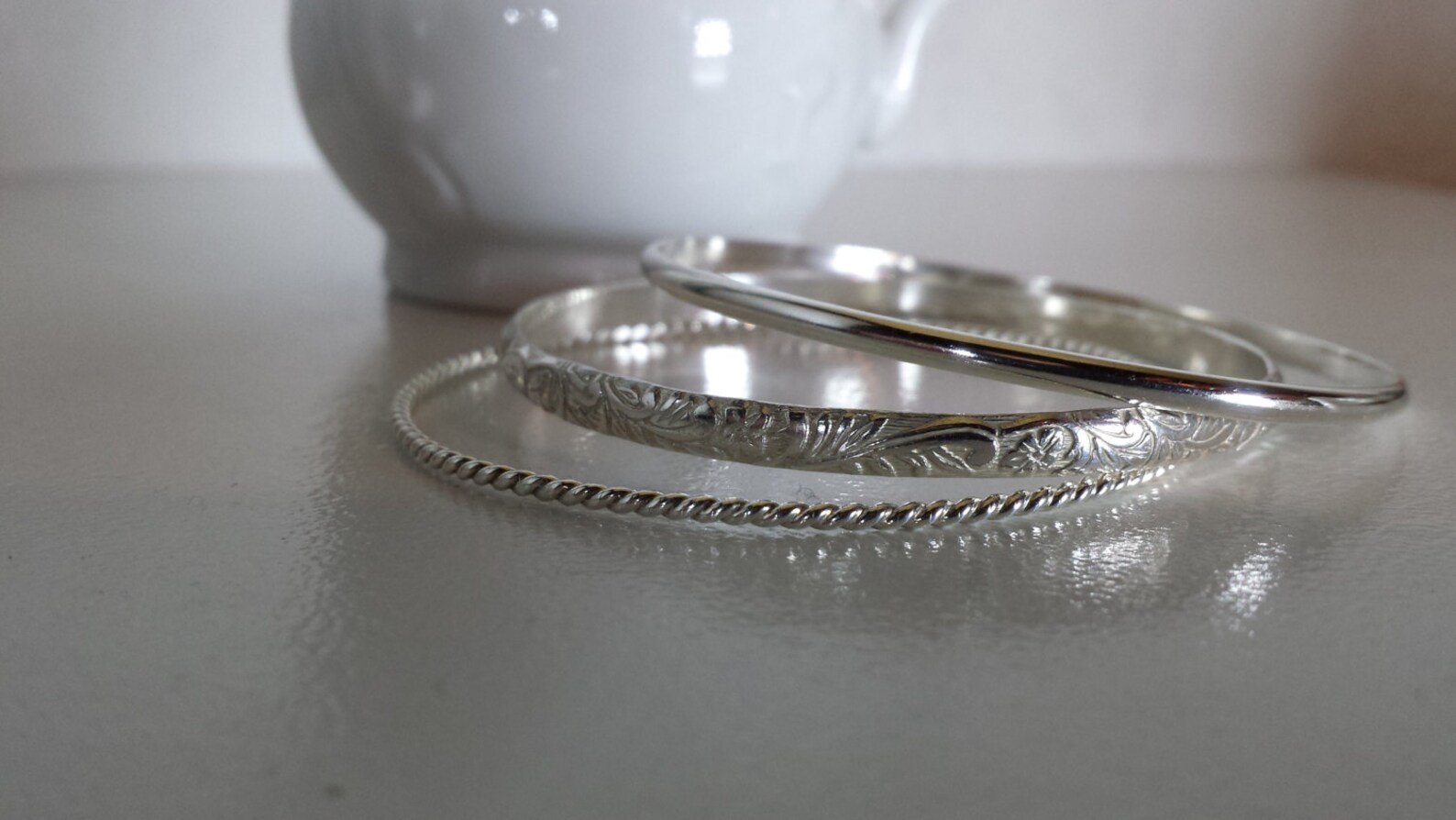 Sterling Silver Bangle Set Set of 3 Stacking Bracelets | Etsy