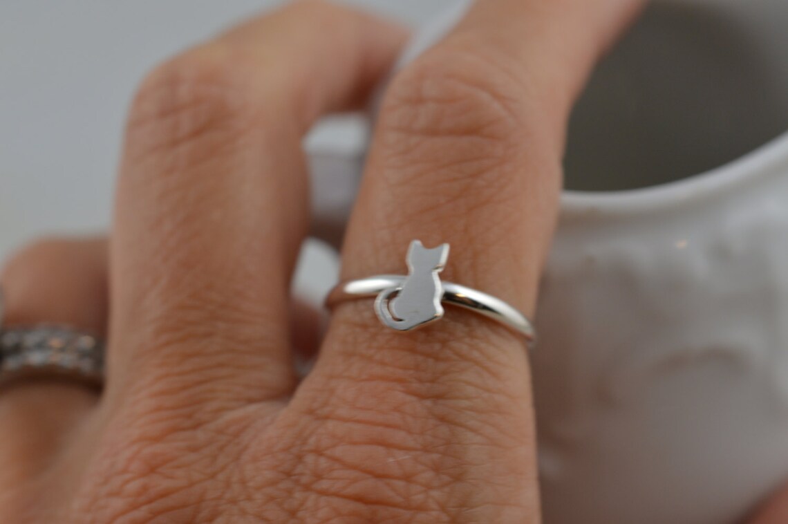 Sterling Silver Cat Ring | Etsy