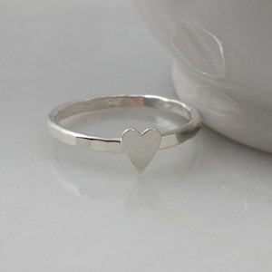 Sterling Silver Skinny Heart Ring - Etsy
