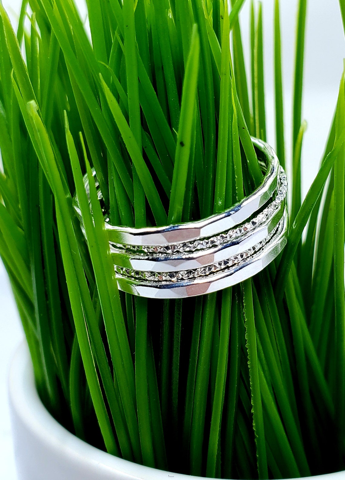 Sterling Silver Stack Rings Hammered and Starburst Set of 5 - Etsy