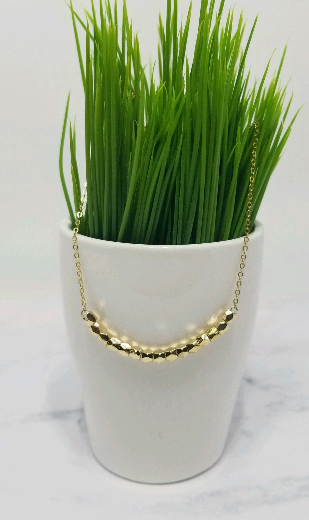 Gold Fill Sparkle Bar Necklace: Layered Beaded Chain - Etsy