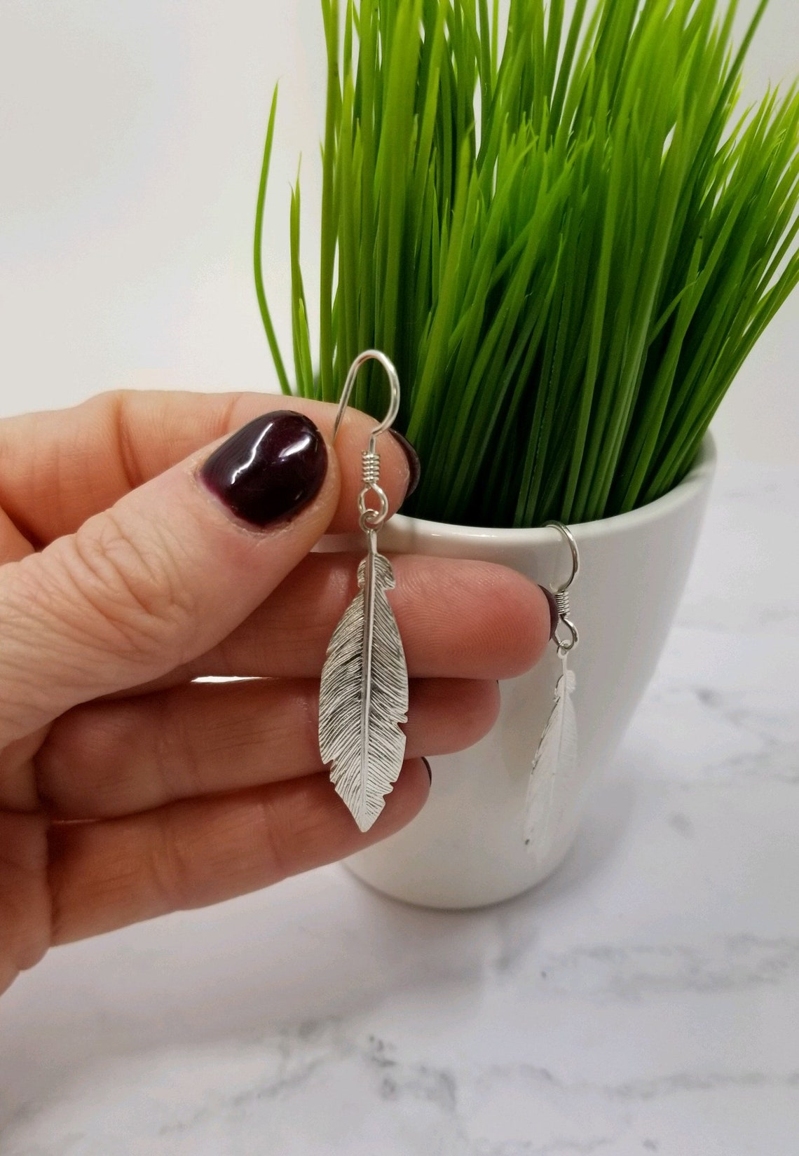 Sterling Silver Feather Earring Pair | Etsy