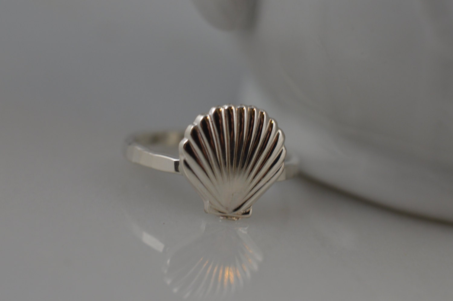 Sterling Silver Seashell Ring | Etsy