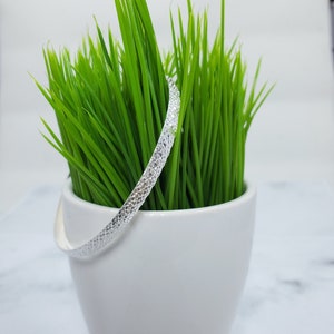 Sterling Silver Pattern Bangle - Snake Skin Pattern Bracelet - Python Bangle - Skinny Stacking ...