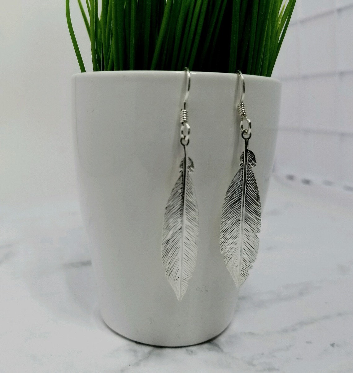 Sterling Silver Feather Earring Pair | Etsy
