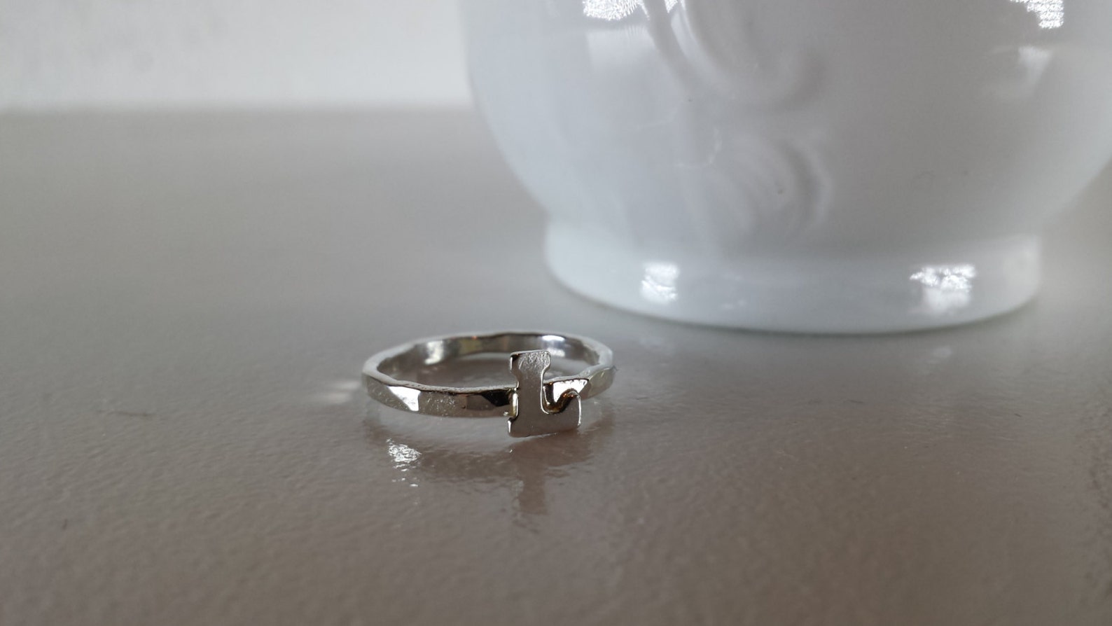 Sterling Silver Initial Ring ONE Custom Letter Stacking Ring - Etsy
