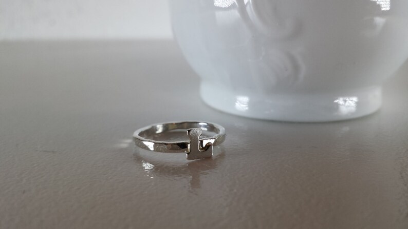Sterling Silver Initial Ring ONE Custom Letter Stacking Ring - Etsy