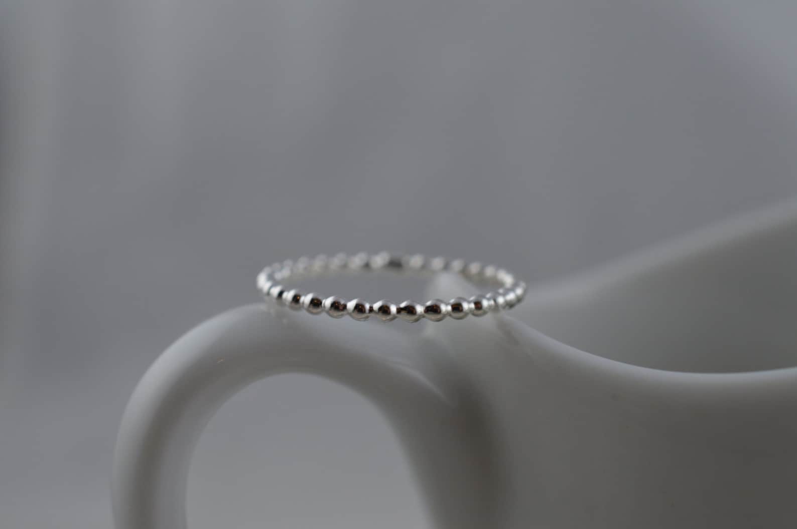 Skinny Sterling Silver Bead Ring Midi or Regular Ring - Etsy