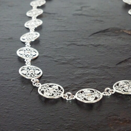Sterling Silver Filigree Necklace - Etsy