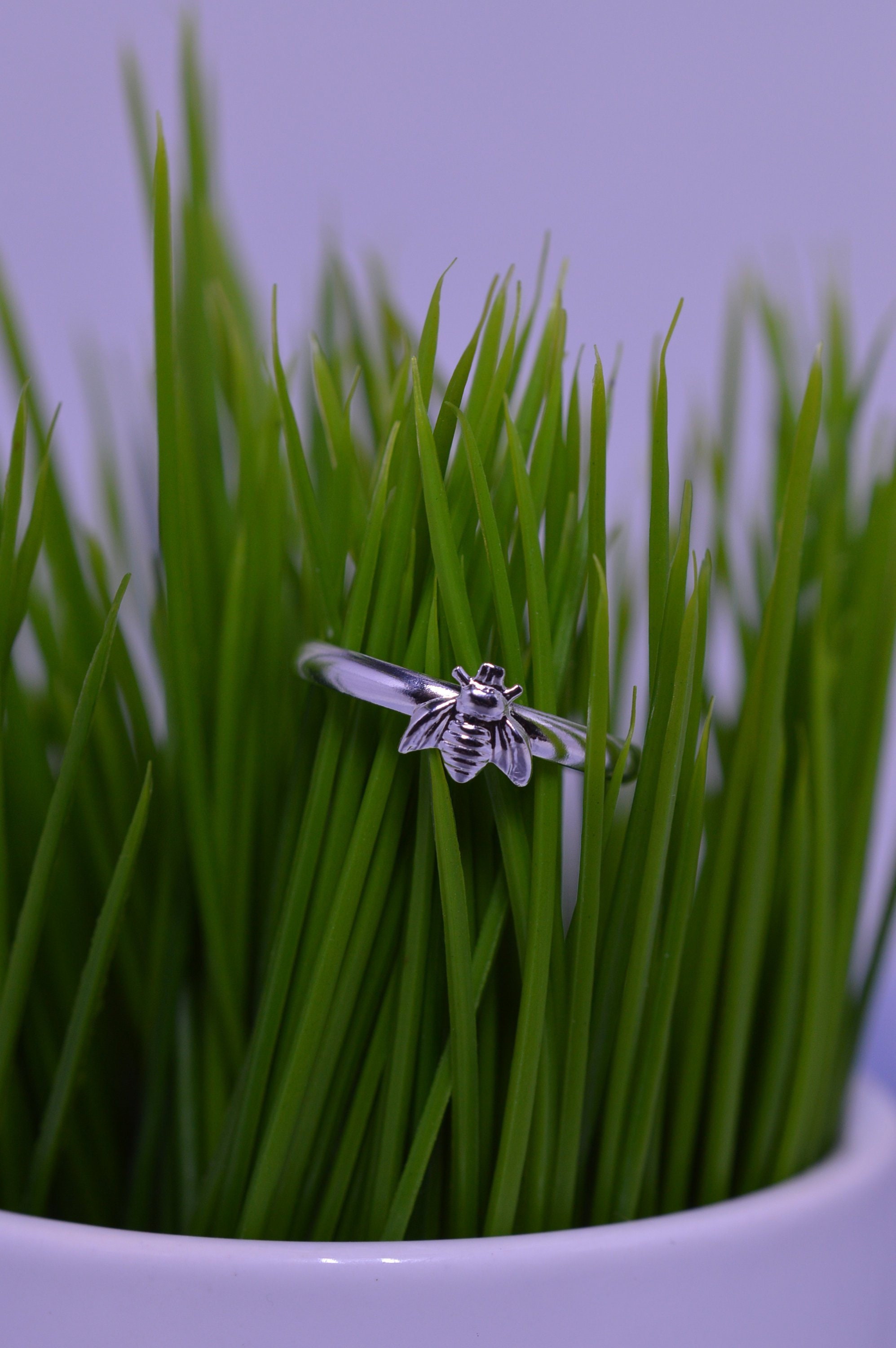 Sterling Silver Tiny Bee Ring | Etsy