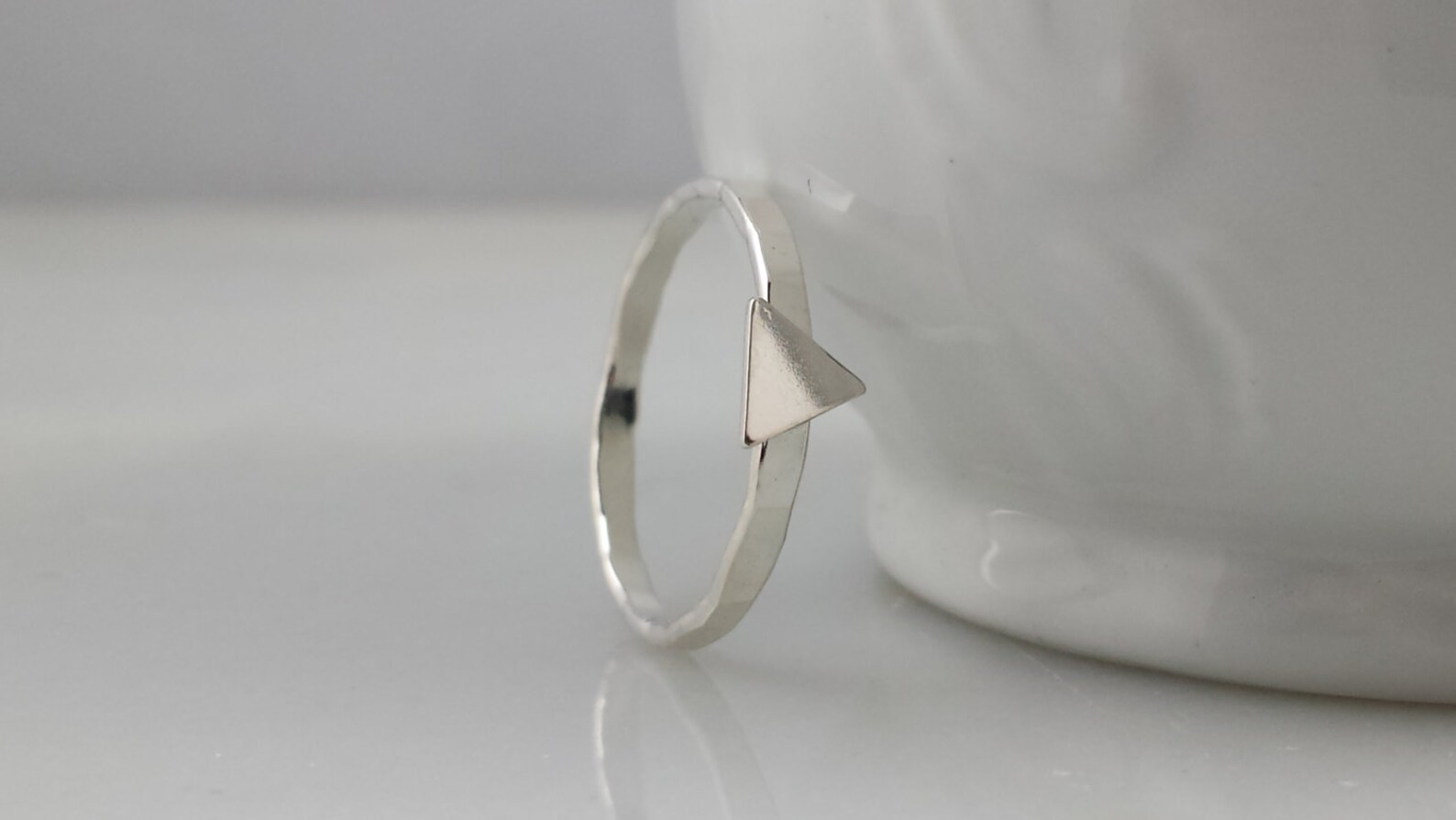 Sterling Silver Triangle Ring Geometric Tiny Silver Triangle | Etsy
