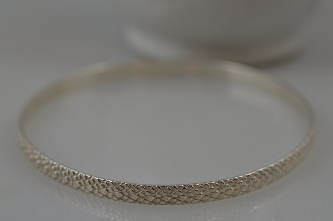 Sterling Silver Pattern Bangle Snake Skin Pattern Bracelet - Etsy