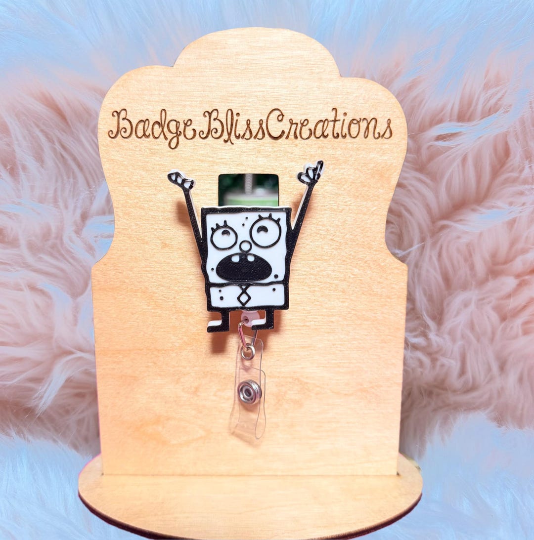 Doodlebob 3d Printed Retractable Badge Reel Medical Nurse Id Holder - Etsy