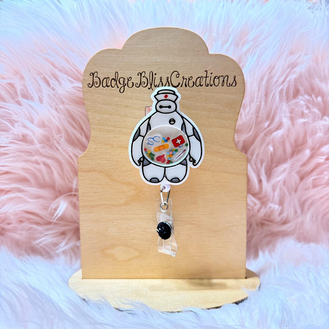 Baymax Nurse Shaker Retractable Badge Reel ID Clip Disney Medical ...