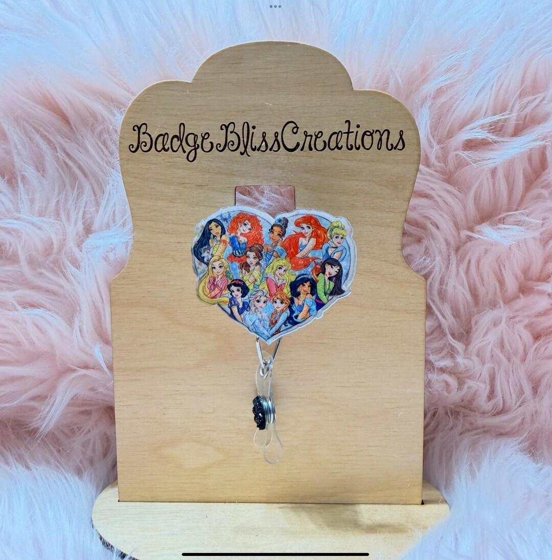 Princesses Heart Retractable ID Badge Reel: Nurse Teacher Badge - Etsy