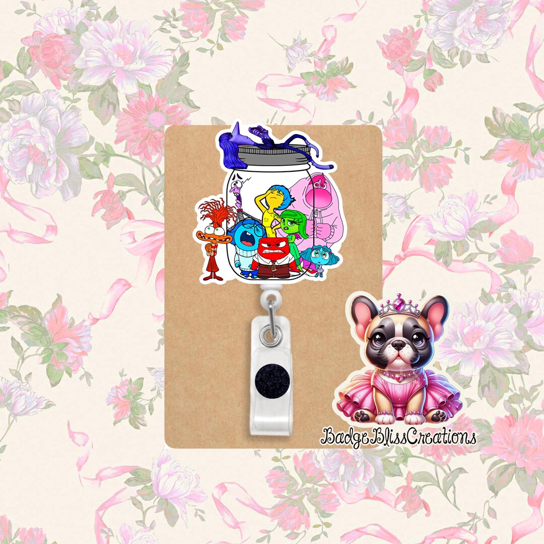 Inside Out Joy and Friends Retractable Badge Reel ,nurse Badge Reel ...