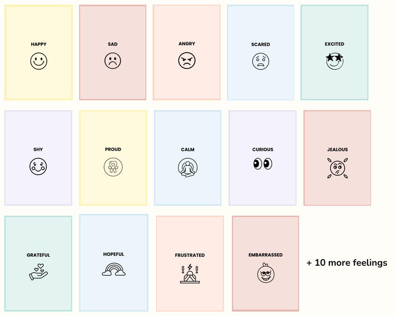Printable Emotion Cards for Kids – Feelings Activity Set Ages 5-10 ...