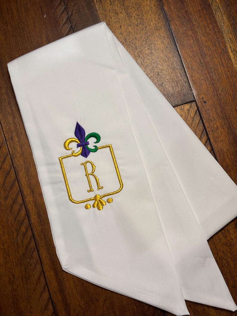 The Krewe Sash Pack / Embroidered Mardi Gras Sash + Coordinating Ribbon ...