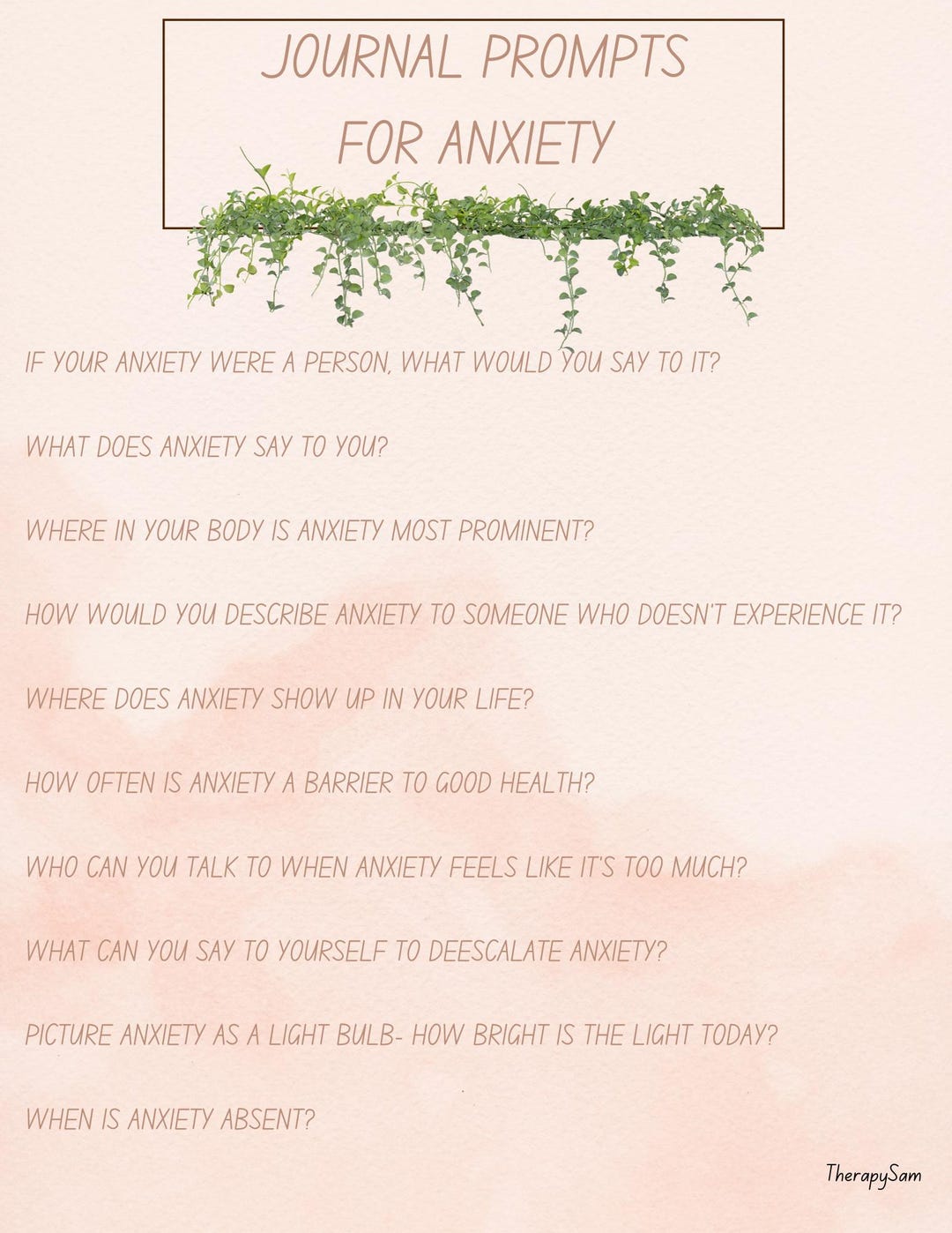 Journal Prompts for Anxiety - Etsy