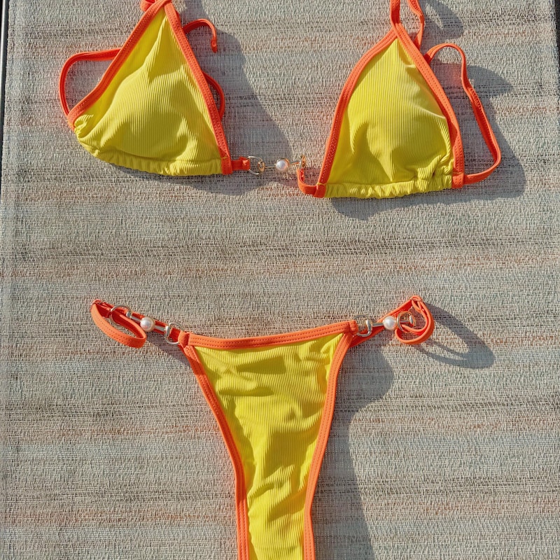 Neon Coral Bikini - Etsy