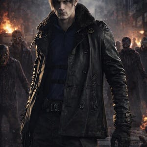 RE9 Leon S Kennedy Leather Jacket | Resident Evil Cosplay Costume - Etsy