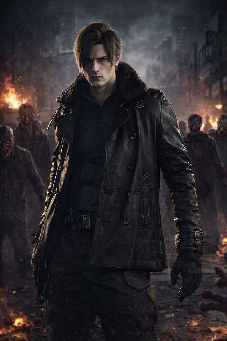 RE9 Leon S Kennedy Leather Jacket | Resident Evil Cosplay Costume - Etsy