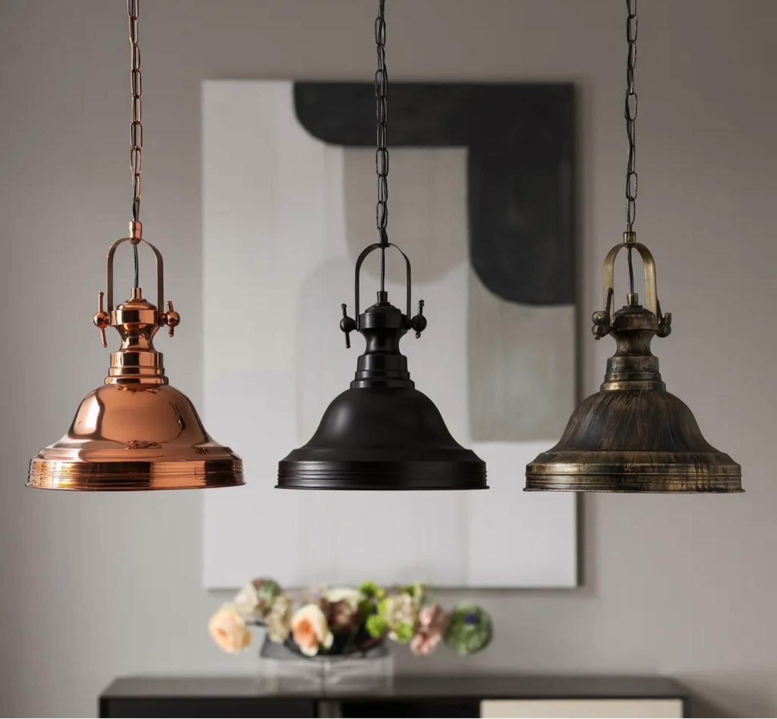 Industrial Pendant Light: Modern Metal Ceiling Lamp in Black, Patina ...