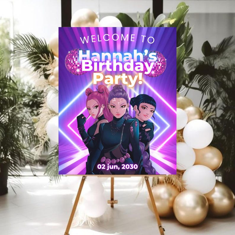 Kpop Demon Hunters Welcome Sign, Huntrix Birthday Decor, Made to Order ...