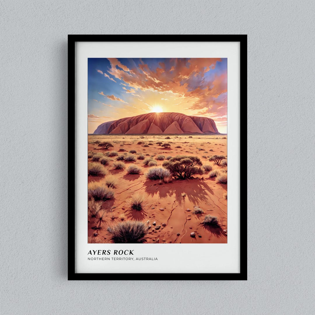 Uluru Wall Art, Australia Travel Poster, Ayers Rock Print, Outback ...