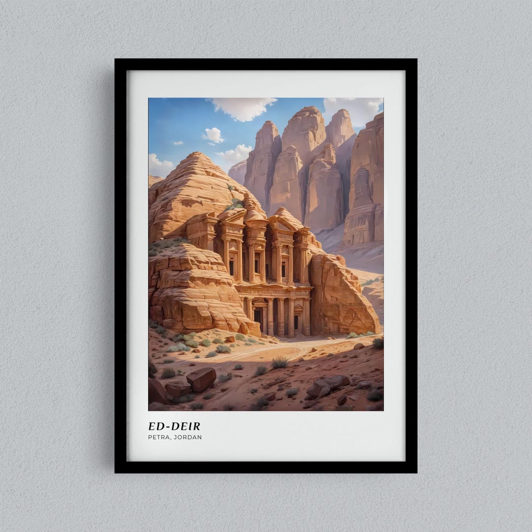 Petra Jordan Wall Art, the Monastery Ed-deir Poster, Ancient Ruins ...