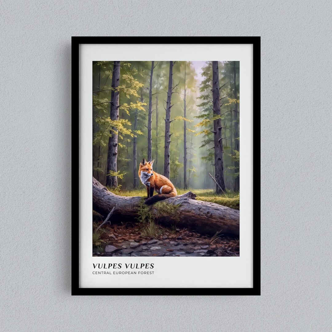 Red Fox Wall Art, Woodland Nursery Decor, Forest Animal Print, Rustic ...