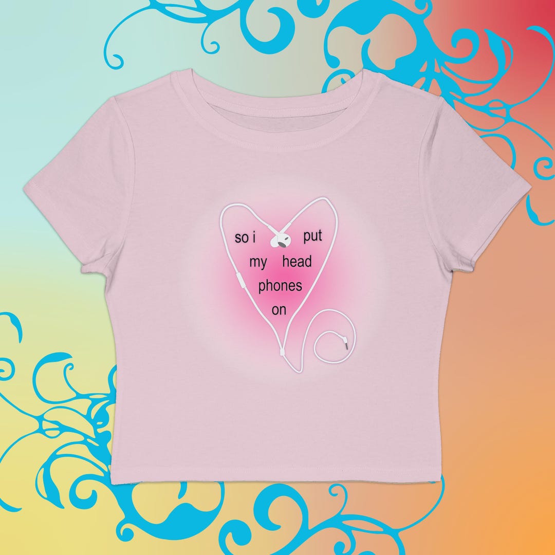 Headphones on Addison Rae Baby Tee: Y2K Style Tee - Etsy
