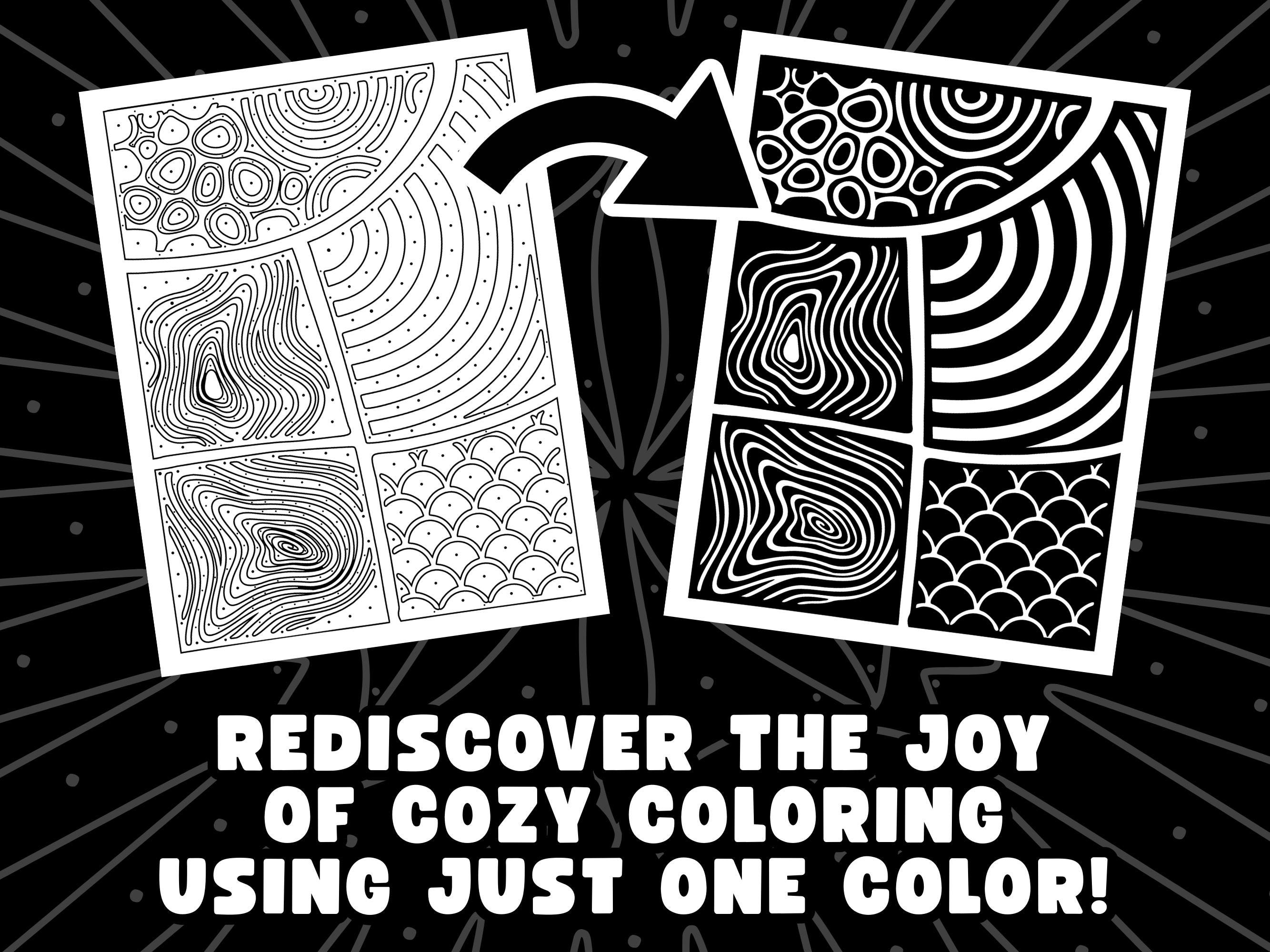 Mindful Patterns Monochrome Coloring Book Pages, 40 One Color Pattern ...