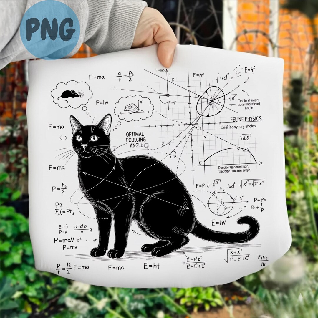 Retro Funny Cat Science Physics PNG: Nerdy Scientist Cat Png Vintage ...