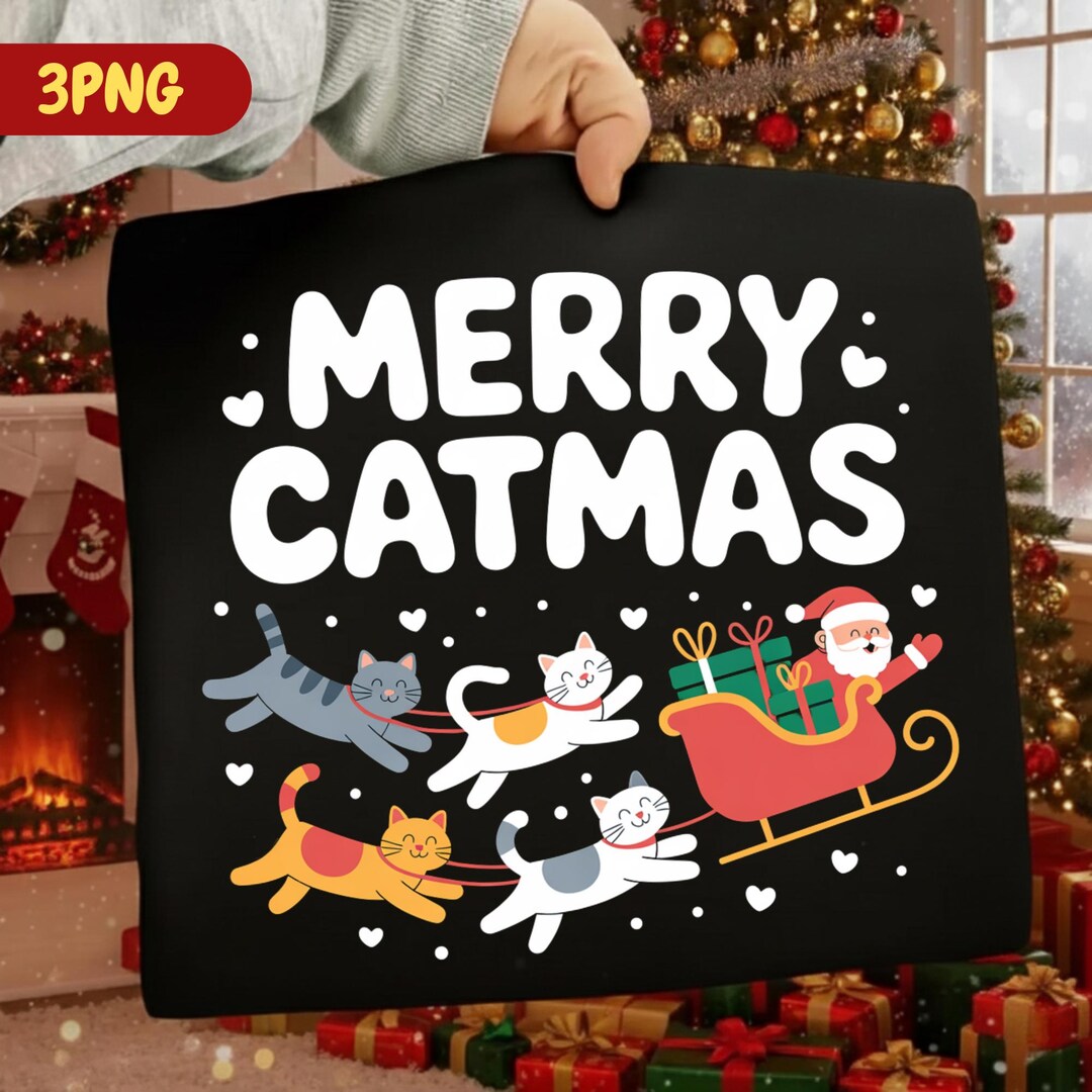 Santa Kitty – Merry Catmas PNG: Santa Cats Xmas Art (digital Download ...