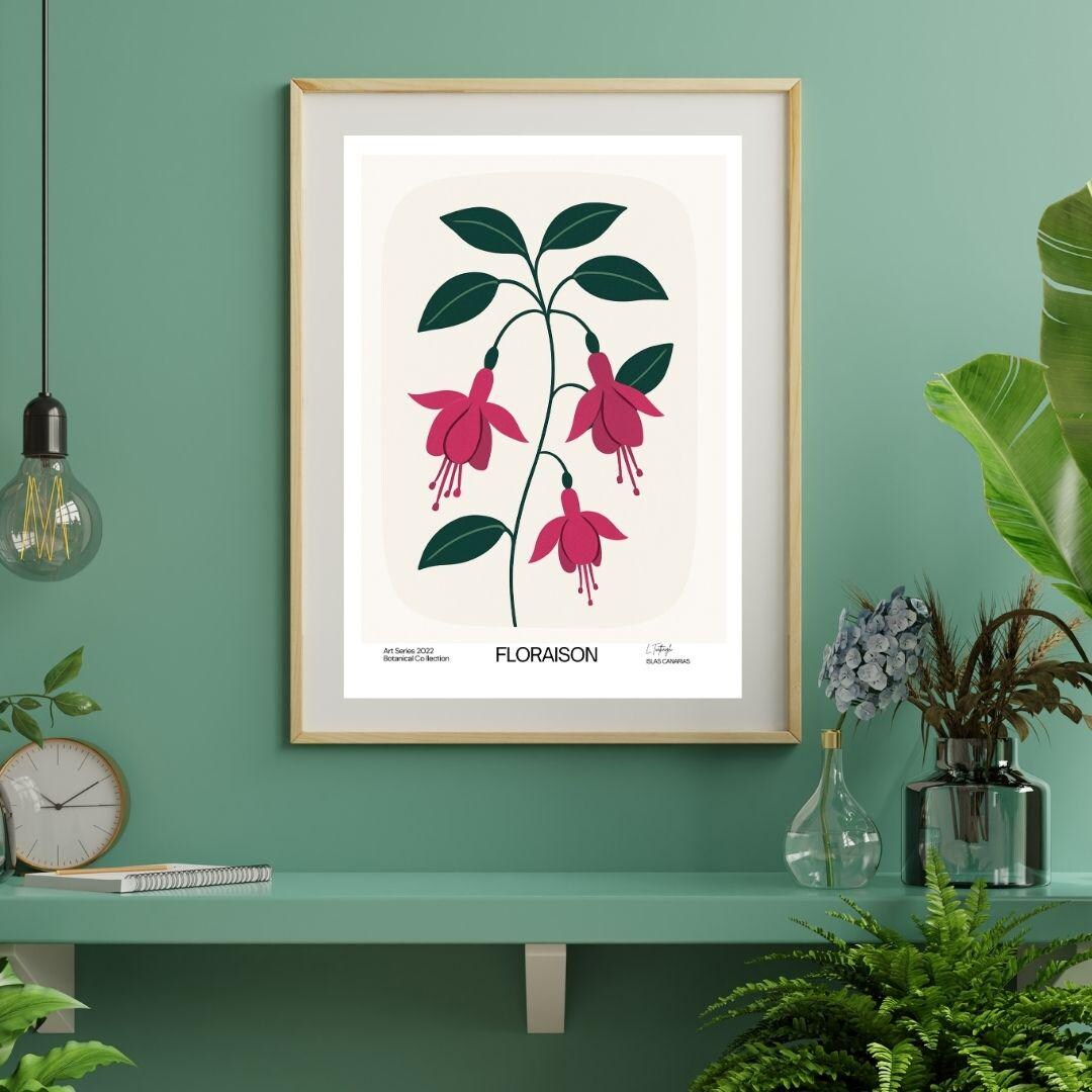 Modern Fuschia Floral Art Print | Botanical Wall Decor (digital ...