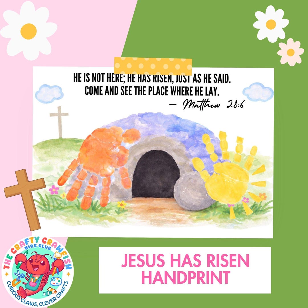 Easter He is Risen Handprint Craft | Printable Keepsake Art | Kids ...