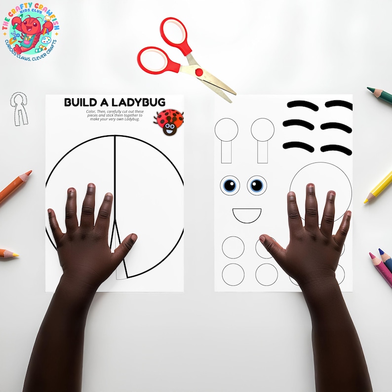 Build a Ladybug Craft Activity | Cut and Paste Preschool Worksheet (PDF ...