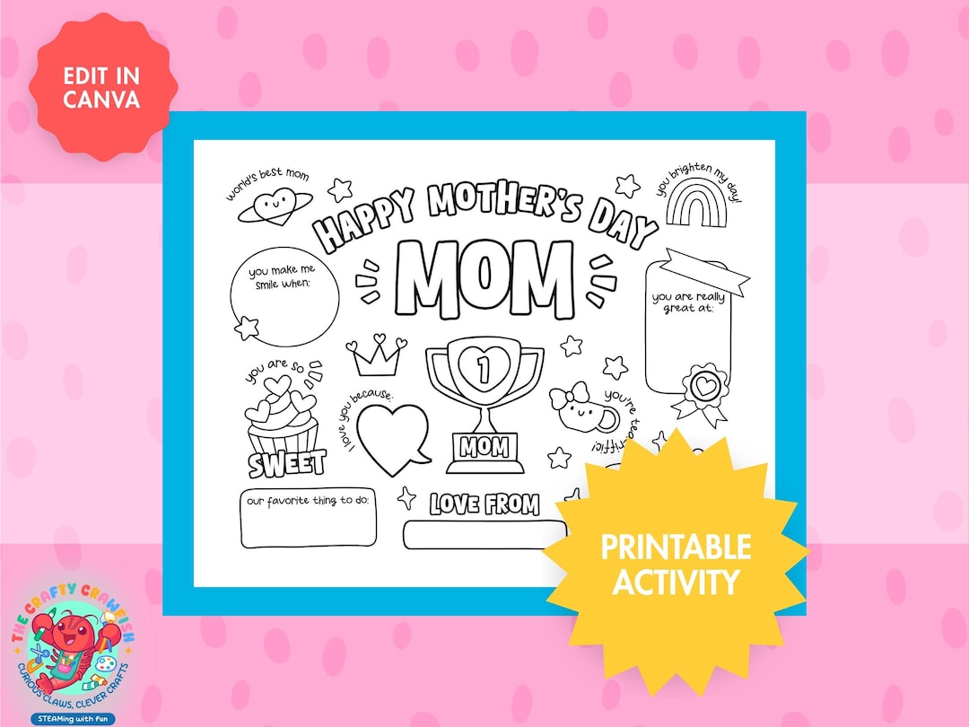 Mother's Day All About Mom Coloring Page | Kids Fill-in Keepsake Craft ...